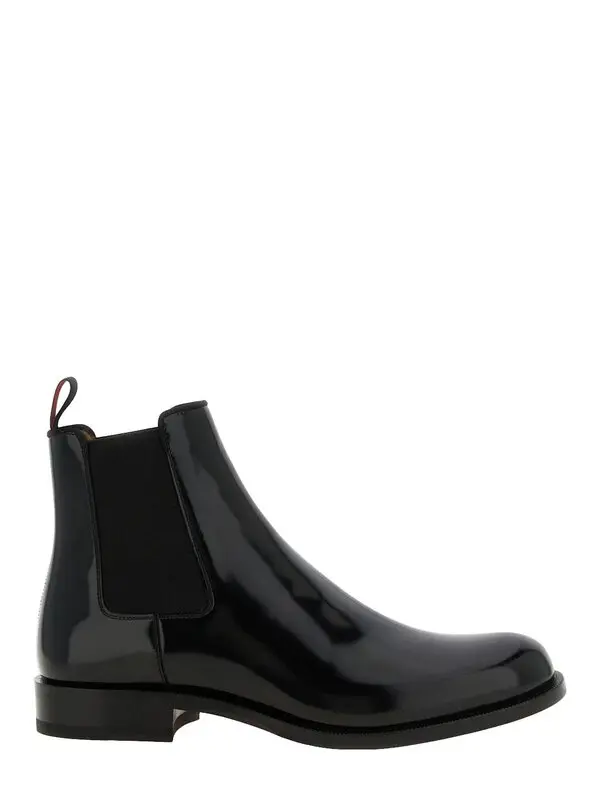 CHRISTIAN LOUBOUTIN Chelsea Gorp Brushed Leather Ankle Boots With Red Sole - Black