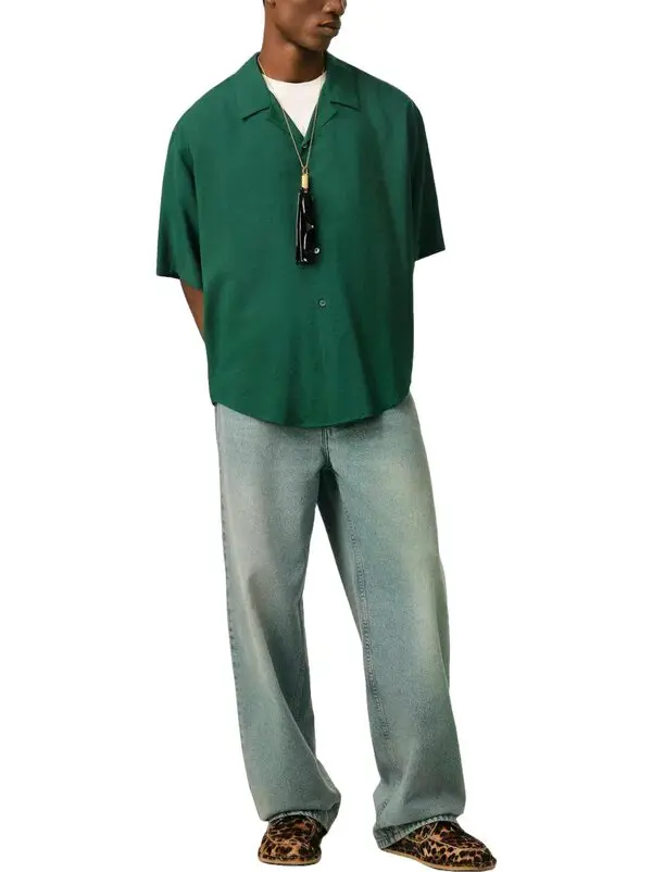 AMI Paris Boxy Viscose Twill Short-sleeve Shirt - Green