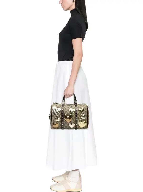 Gucci 2000-2015 Medium Gg Supreme Guccissima Heart Patches Joy Boston Bag - Neutrals