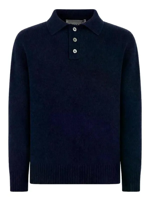 AMARANTO Button-placket Polo Sweater - Blue