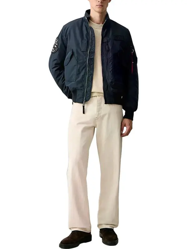 Alpha Industries Logo-patch Bomber Jacket - Blue
