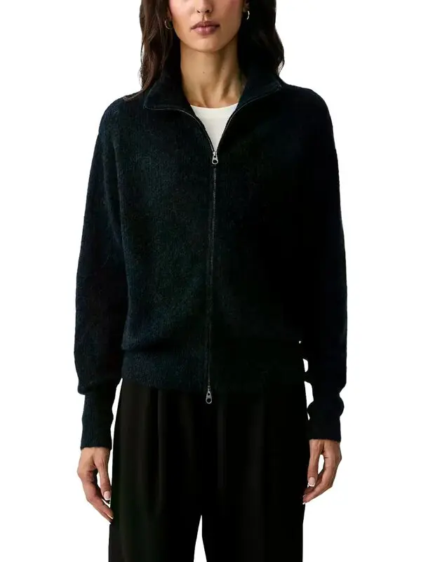 MOS MOSH Thora Zip-up High-neck Cardigan - Blue