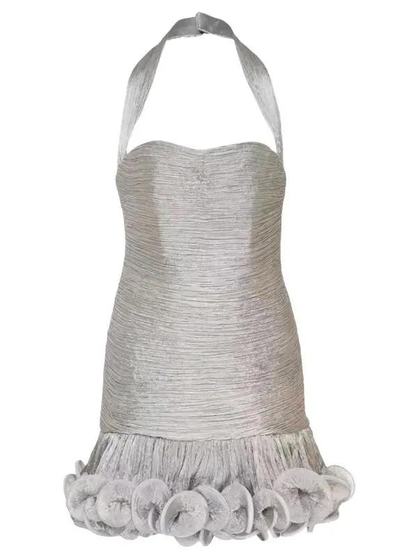 STOLEN STORES Halterneck Ruffled Mini Dress - Grey