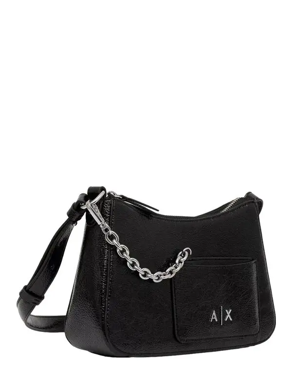 Armani Exchange Mini Logo-plaque Crinkled-finish Tote Bag - Black