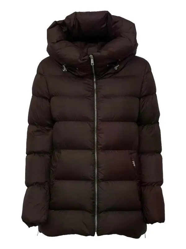Add Quilted Hooded Down Jacket - Brown