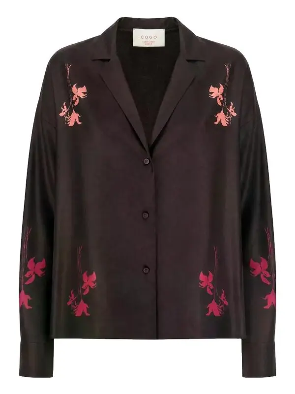 CO.GO Floral-print Silk Shirt - Brown