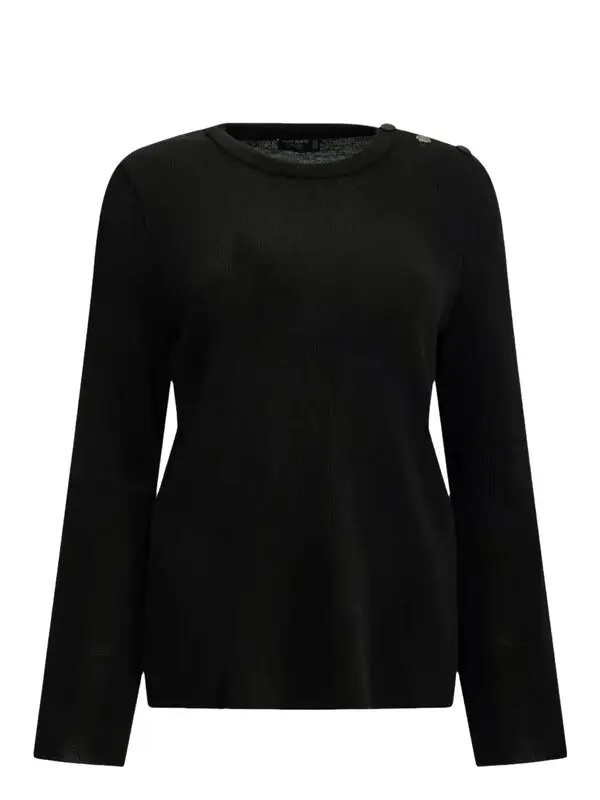 Saint James Button-shoulder Elbow-patch Sweater - Black