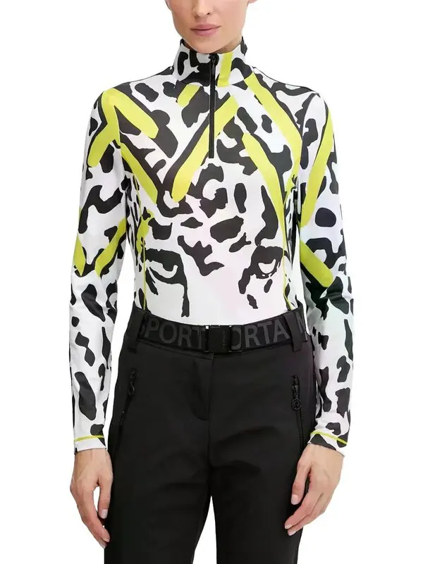 SPORTALM Animal-print Zip-up Top - White