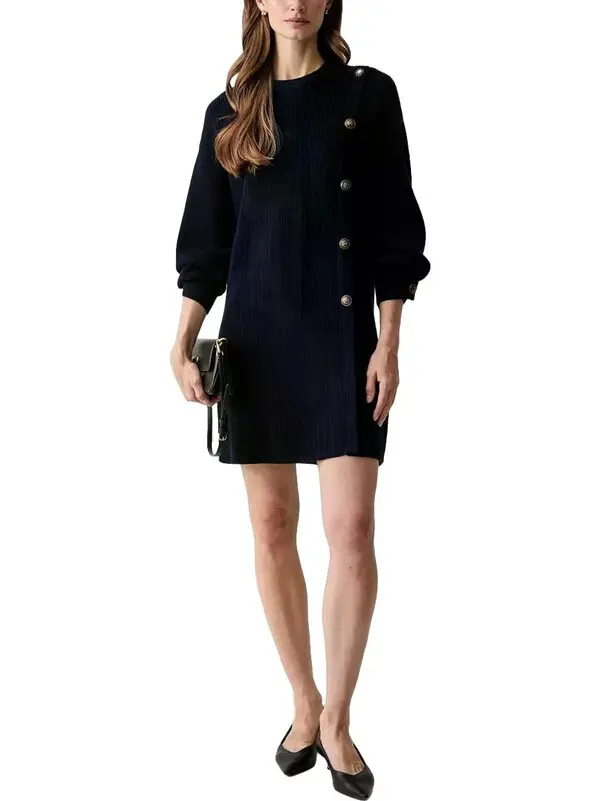 Liu Jo Knit Dress With Jewel Buttons - Blue
