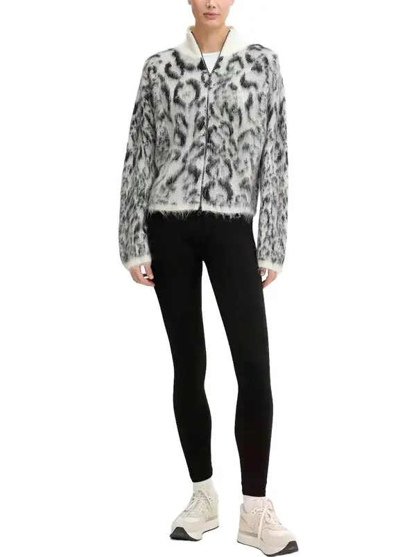 SPORTALM Trenton Leopard-print Zip-up Cardigan - Grey