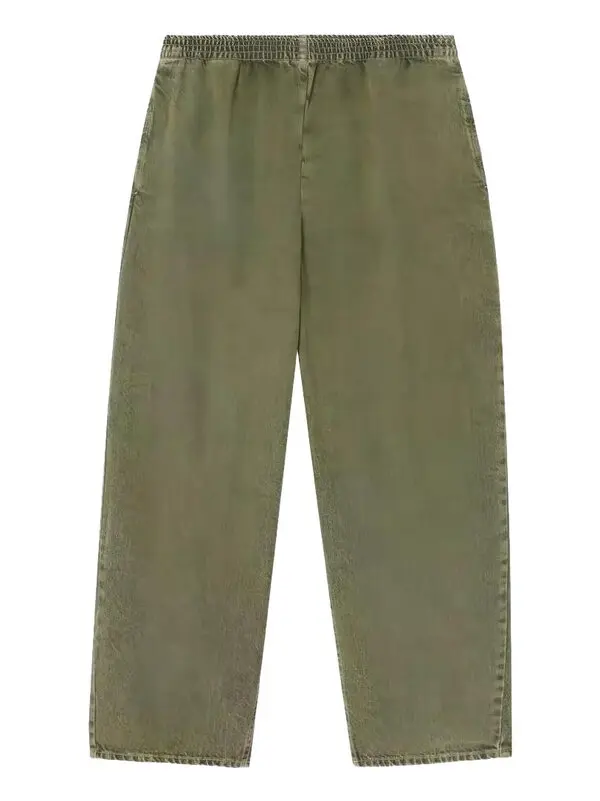American Vintage Uzatown Elasticated-waistband Cotton Wide-leg Jeans - Green