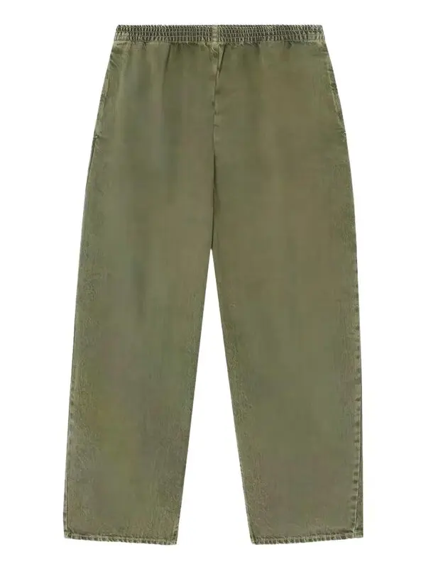 American Vintage Uzatown Elasticated-waistband Cotton Wide-leg Jeans - Green