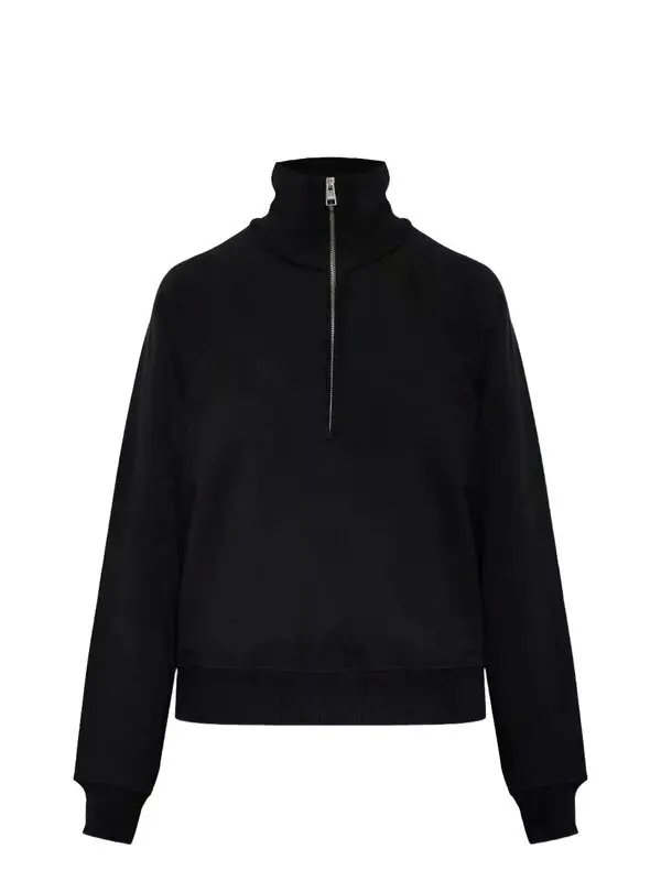 AMI Paris Cotton Zipped Sweatshirt With Embossed De Coeur - Black