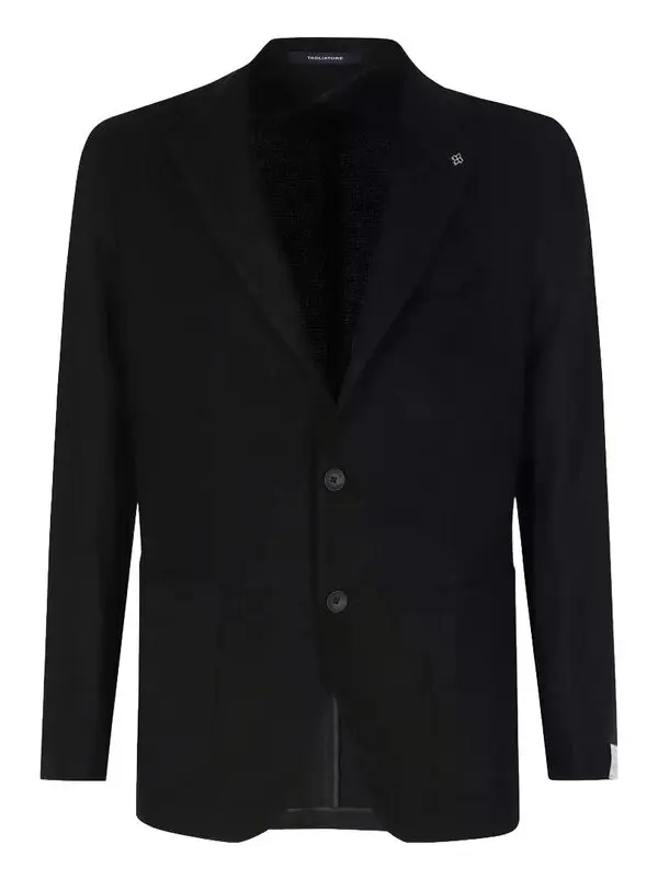 Tagliatore Logo-pin Single-breasted Wool Blazer - Blue