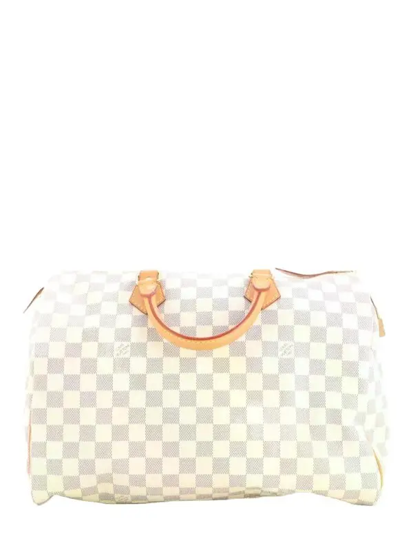 LOUIS VUITTON Speedy Handbag Damier 35 Satchel - White