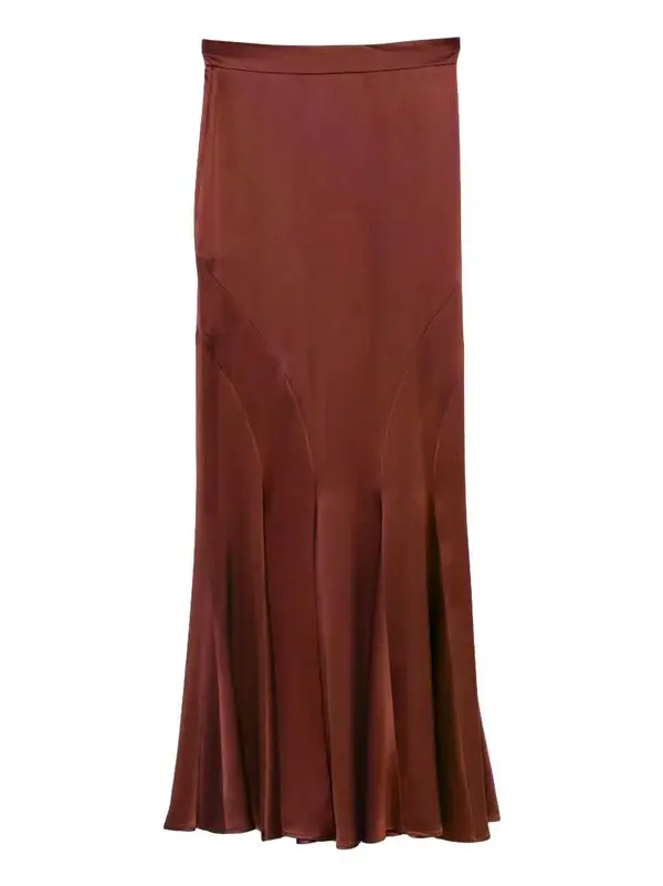 Max Mara Satin-finish Panelled Maxi Skirt - Red