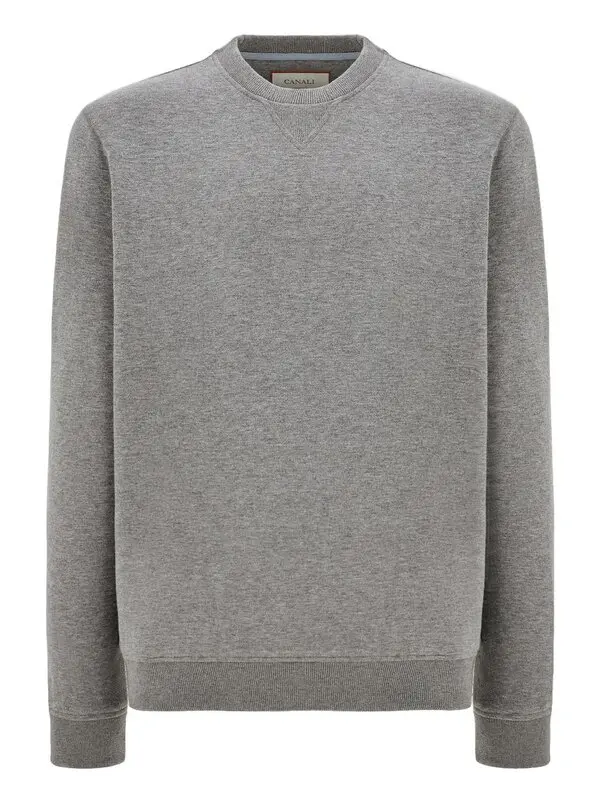 Canali Gray Melange Reversible Jersey Regular Fit Crew Neck - Grey