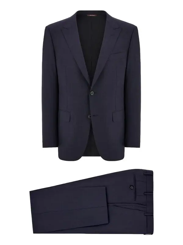 Canali Impeccabile 150's Wool Micro-check Regular-fit Suit - Blue
