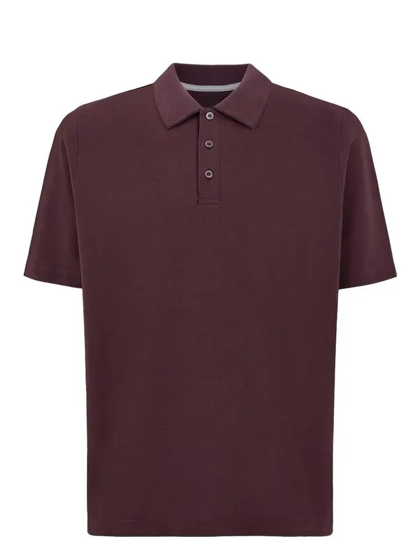 Canali Dark Burgundy Two-tone Cotton Piqué Polo Shirt - Red