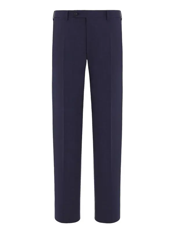 Canali Travel Wool Canvas Regular-fit Pants - Blue