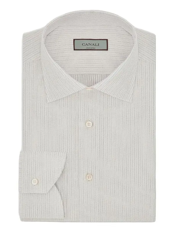 Canali Impeccabile And Brown Cotton Striped Regular-fit Shirt - White
