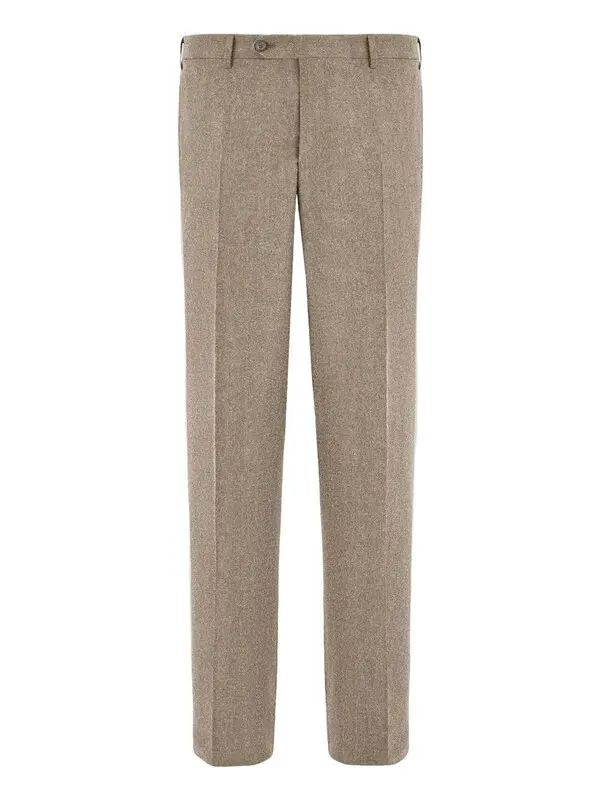 Canali Walnut Wool Flannel Regular-fit Pants - Brown