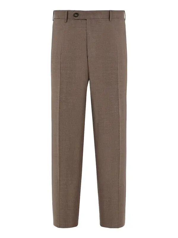 Canali Walnut 150's Wool Regular-fit Pants - Brown