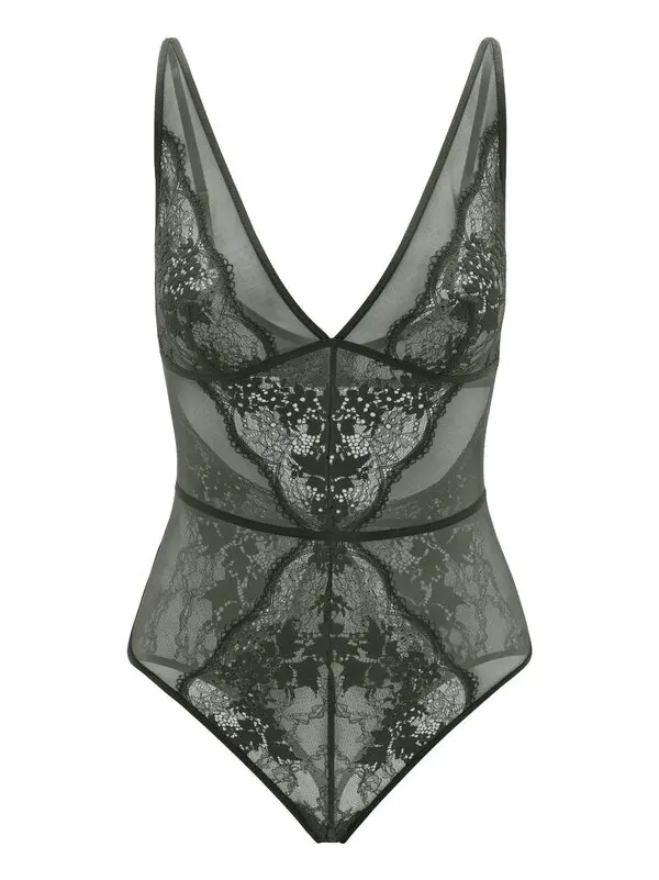 THIRDLOVE All Day Lace Unlined Bodysuit - Forest Green