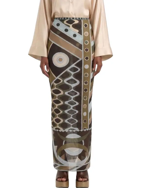 Emilio Pucci Printed Pencil Skirt - Green