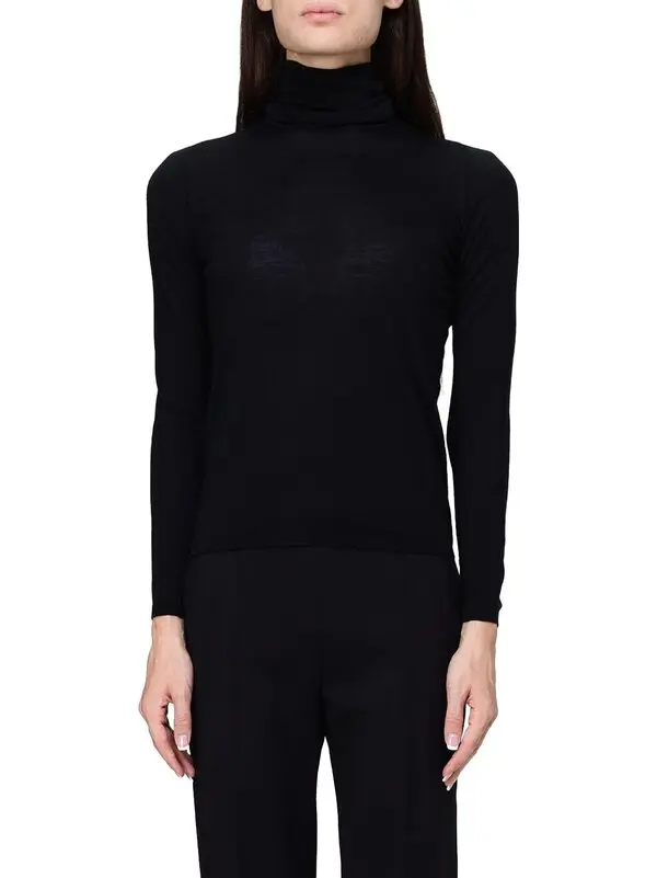 Max Mara Slim Fit Long-sleeved Turtleneck Jumper In Pure Wool - Black