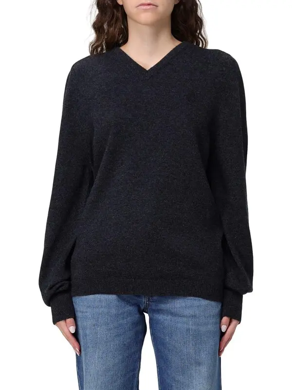 Gucci Pure Cashmere V-neck Jumper With Ribbed Trims - Gray