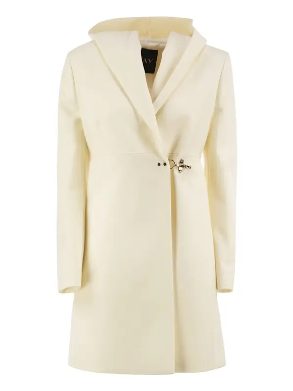 FAY Hooded Coat With Hook Fastening - Cream