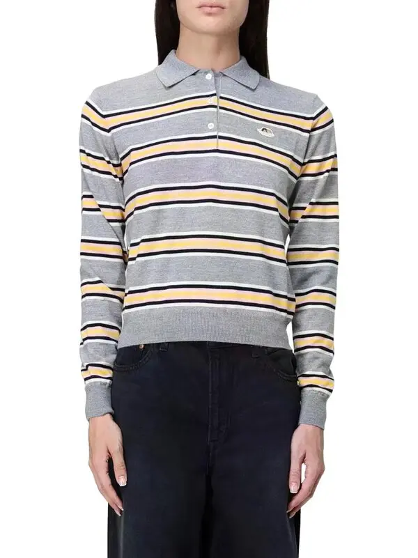 Fiorucci Striped Polo Sweater - Grey