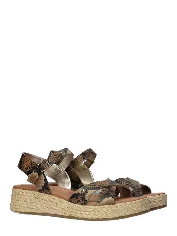 MEXX Snake-effect Espadrille Sandals - Brown