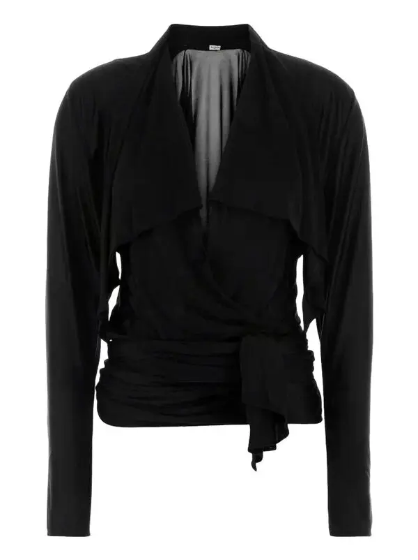 Balmain Draped Open-neck Top - Black