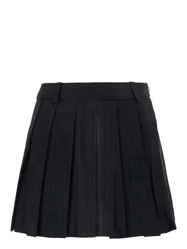 DUNST Pinstripe-print Pleated Skirt - Black