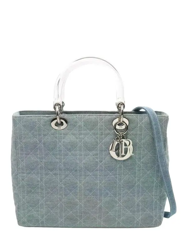 Dior 2010s Large Lady Cannage Handbag - Blue