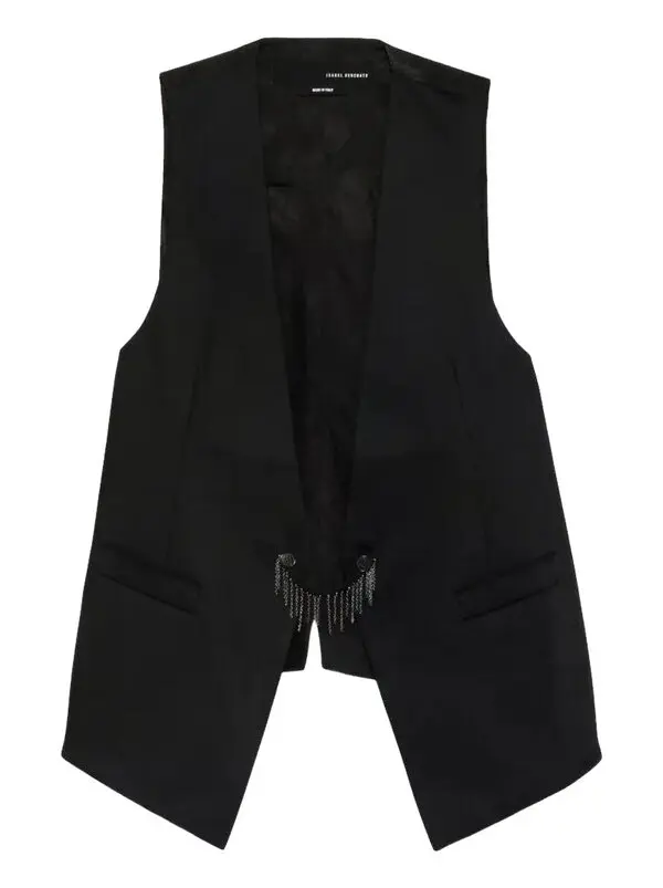 Isabel Benenato Chain-link-embellishment Waistcoat - Black