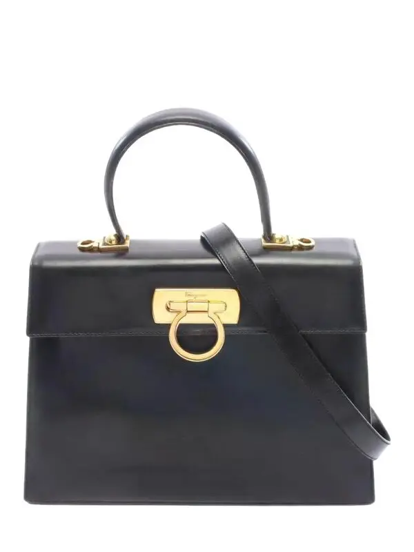 FERRAGAMO 2000s Gancini Shoulder Bag - Black