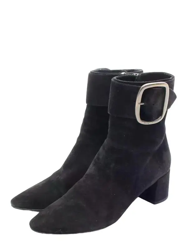 Saint Laurent 2000s Buckled Suede Ankle Boots - Black