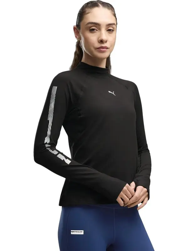 PUMA Brightstride Cloudspun Ultra Soft Long Sleeve Running T-shirt - Black