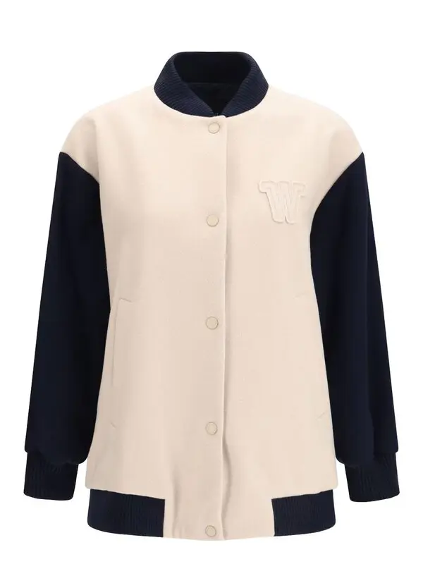 Max Mara Wool Blend Varsity Jacket - White
