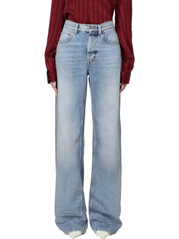 Saint Laurent High-waisted Wide-leg Cotton Denim Jeans - Blue