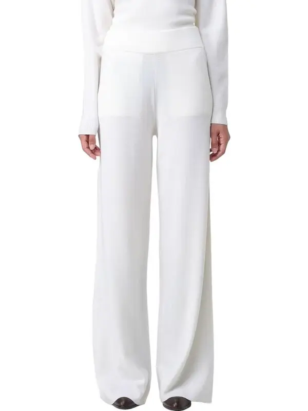 Max Mara High-waisted Wide Leg Knit Trousers In A Wool Blend - White