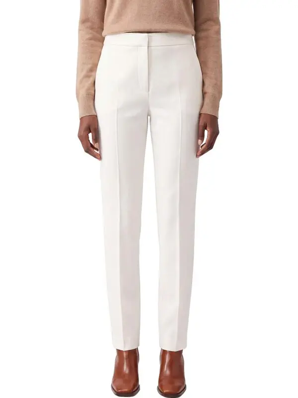 Max Mara Acino Mid-rise Slim Fit Skinny Wool Trousers - White