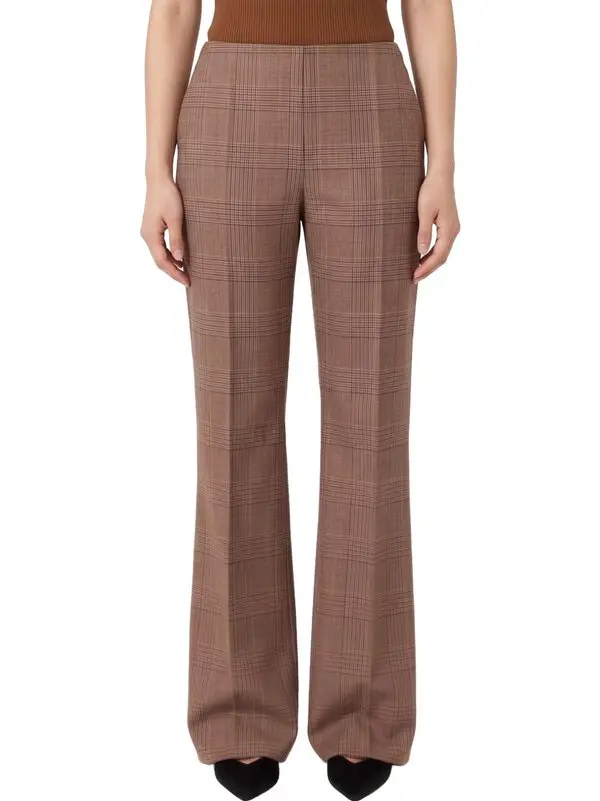 Max Mara Prince Of Wales Check Wide-leg Trousers In Virgin Wool - Camel