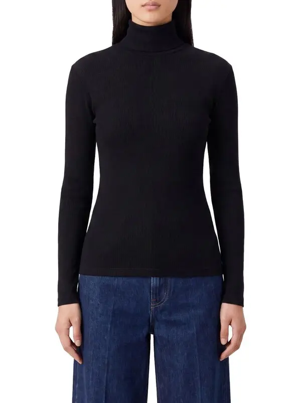 Max Mara Ribbed Wool Slim Fit Turtleneck Jumper - Black