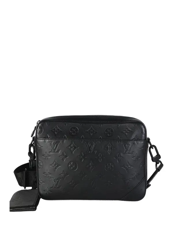 LOUIS VUITTON Calfskin Monogram Shadow Duo Messenger Bag - Black