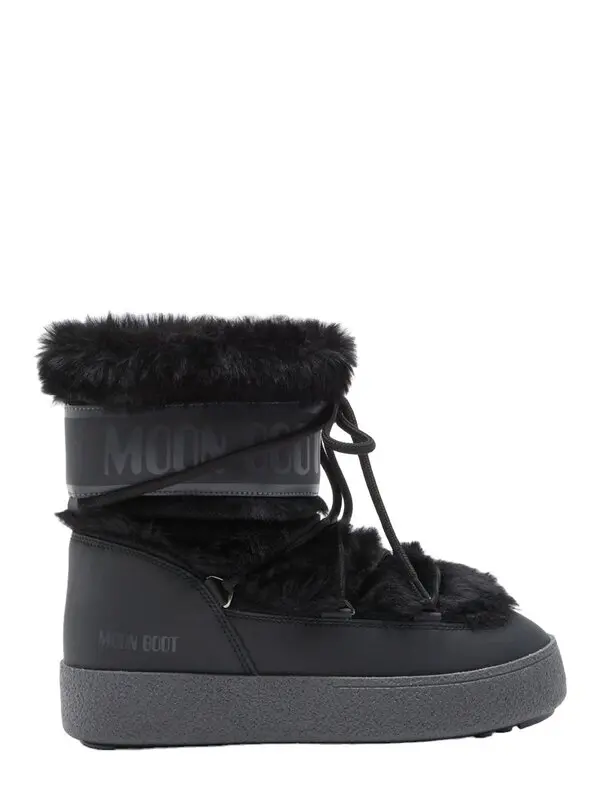 Moon Boot Ltrack Low Faux Fur Snow Boots With Logo Print - Black