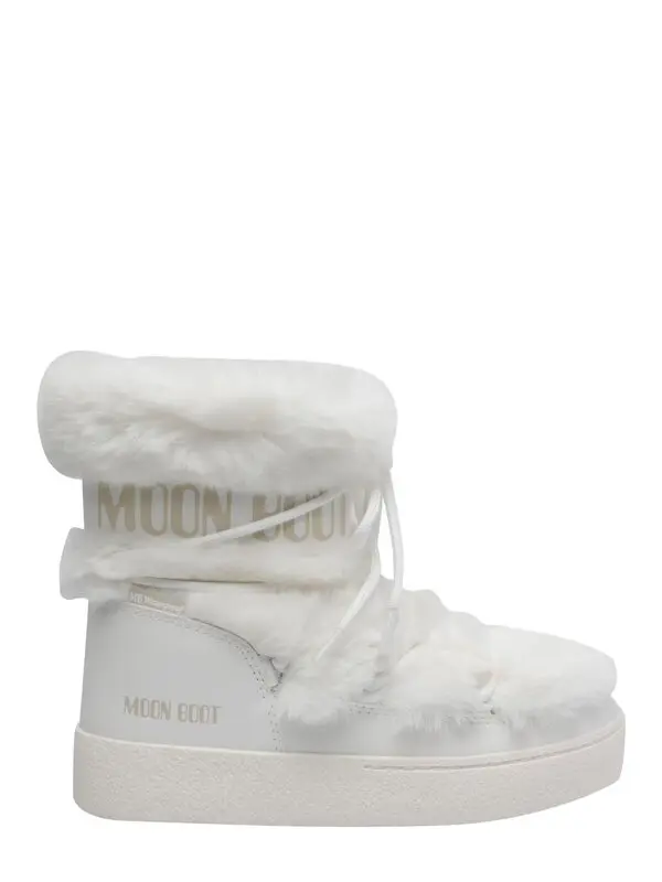 Moon Boot Ltrack Low Faux Fur Snow Boots With Logo Print - White